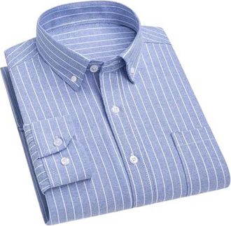 Generic Chemise en coton &agrave; manches longues pour homme - Motif &eacute;cossais Oxford - Style d&eacute;contract&eacute; - Solide - Imprim&eacute; r&eacute;gulier, Cx11, XXL