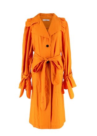 Br&oslash;gger Brogger Orange Sienna Gingham Trench Coat Size M