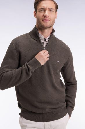 Eden Park Pull Col Camionneur En Coton Nid Dabeille Marron