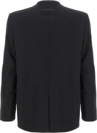 Maison Margiela Single-Breasted Wool Blend Blazer - Black