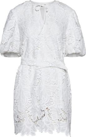 Silvian Heach Femme, Robes, Blanc, Taille: 40 FR Robe Courte avec Surface D&eacute;cor&eacute;e et Manches Volumineuses