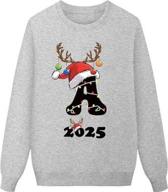 Generic Chandails assortis pour la famille de Noël 2025, tenues familiales imprimées de lettres de renne, tenues familiales pour maman et moi, manches longues