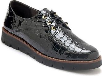 Pediconfort Derbies lacés Vernis façon Croco - Femme - Taille : 41 - Couleur : Noir
