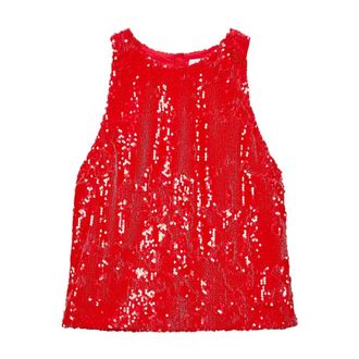 Msgm Msgm, Femme, Tops, Rouge, Taille: 36 FR Top sans manches &agrave; col rond