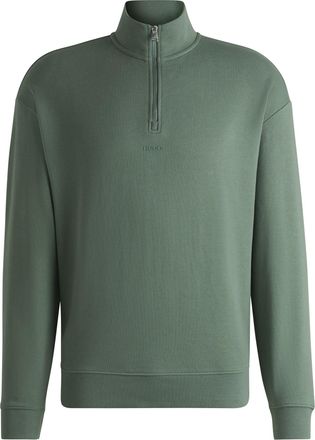 HUGO BOSS Herren Durty244 Sweatshirt aus Baumwoll-Terry mit Troyerkragen und Logo-Print Hellgrün XL