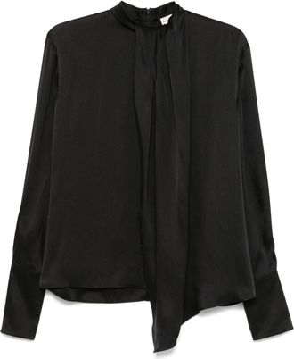 Magda Butrym Seidenbluse mit Rundhalsausschnitt - Schwarz