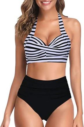 Generic Ensemble bikini sexy et &eacute;l&eacute;gant pour femme - Deux pi&egrave;ces - Col en V - Triangle - Push Up - Bikini de plage - Maillot de bain ventre plat - Haut de bik
