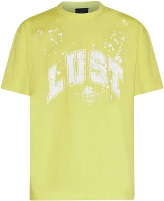 John Richmond Homme, Tops, Jaune, Taille: XL Rmp26104Ts Graphic Logo T-shirt