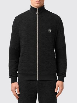 Philipp Plein Jersey-Sweatjacke mit Stehkragen und Jacquard-Hexagon-Logo