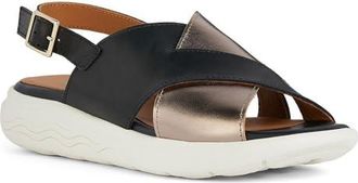 Geox Femme D Spherica Ec5 C Sandales de Sport, Cuir Noir Noir, 39 EU