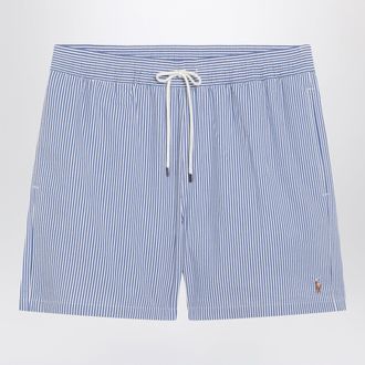 Polo Ralph Lauren Traveler Badehose mit wei&szlig;/blauen Streifen aus Seersucker