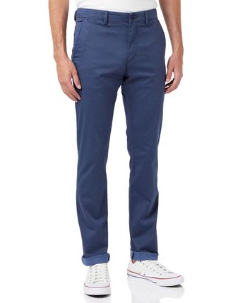 Tommy Hilfiger Herren Chino Hose Bleecker Printed Structure mit Stretch, Blau (Faded Indigo), W40/L28