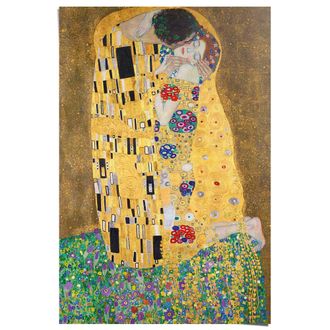 Reinders Poster, Gustav Klimt - the kiss, Wohnzimmer, Poster, Wanddeko, Room Decor, 150 gr. glänzend Bilderdruckpapier, Gold, 91,5x61cm
