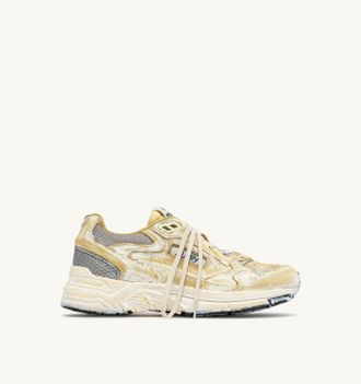 Autry BASKETS HYPERWAY SUPER VINTAGE EN DAIM JAUNE ET ARGENT