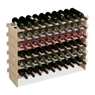 Relaxdays Weinregal, f&uuml;r 60 Weinflaschen, stapelbares Flaschenregal, HBT: 73x103x25 cm, erweiterbar, Kiefernholz, Natur