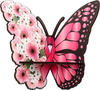 NUOBESTY Holz Schmetterlings Wandregal mit Kristall Filigraner Ausstellungsst&auml;nder Dekoratives Eckregal f&uuml;r Wohnzimmer und Schlafzimmer