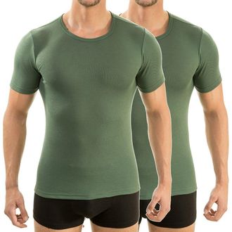 Hermko 3840 2er Pack Herren Kurzarm Shirt (Weitere Farben), 100% Bio-Baumwolle, Gr&ouml;&szlig;e:D 10 = EU 4XL, Farbe:Olive