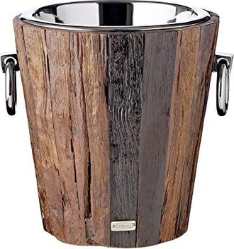 Edzard Refroidisseur de Bouteilles Providence, en Acier Inoxydable et Bois, Hauteur 28 cm, Poids Environ 4 kg