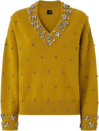 Pinko Pinko - Pull col en V - Femme - Pulls - Brun - Taille: 38 FR