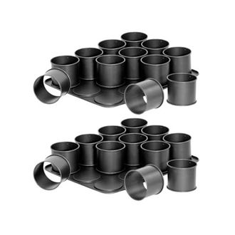 Zenker 9346350 Backblech-Set mit 12 Mini-Rundformen, 24 Mini-Backformen, 24 kleine hohe Kuchenformen, Backblech, Stahl, Schwarz, 38 x 30 cm