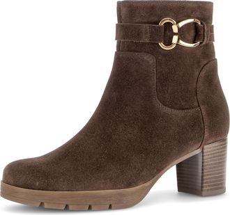 Gabor Stiefelette GABOR, Damen, Gr. 38,5, braun (cacao), Veloursleder, unifarben, Schuhe Stiefelette, Blockabsatz, Ankleboots mit modischer Zierschnalle, To