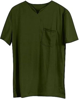 Generic Chemises à manches courtes pour homme - Col en V - Légères et confortables - Pour le sport, lathlétisme, la course à pied, lentraînement, Vert, 5XL