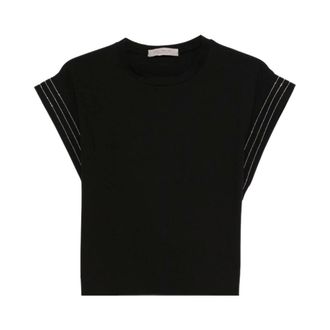 D.exterior Femme, Tops, Noir, Taille: 38 FR T-shirt en coton stretch