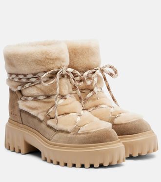 Hogan Bottines en shearling et daim