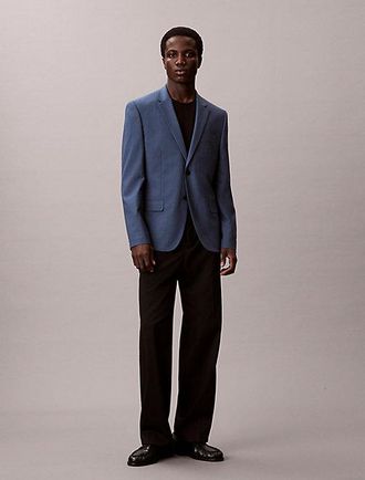 Calvin Klein Schmaler Blazer Mit Hahnentrittmuster - Anchor Navy - Herren - 48