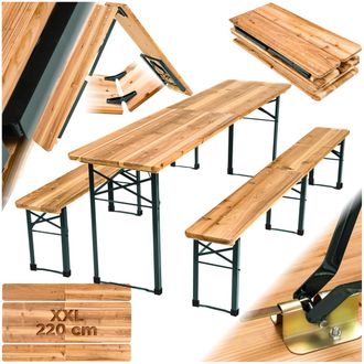 TecTake Bierzeltgarnitur, Festzeltgarnitur, Biertisch, Set 2X Bierbank 1x Tisch klappbar, als Gartenm&ouml;bel, Balkon M&ouml;bel oder zum Camping, platzsparend, wetter