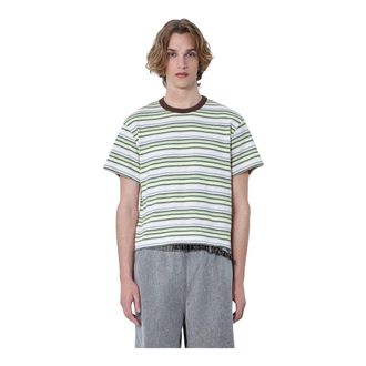 Brain Dead Homme, Tops, Vert, Taille: XL T-shirt &agrave; rayures boucl&eacute;es