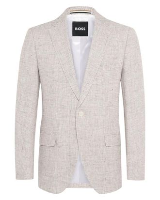 HUGO BOSS Einreihiges Sakko aus einem Baumwolle-Leinen-Mix in