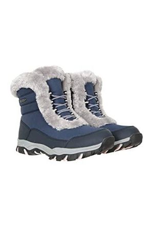 Mountain Warehouse Ohio Short Bottines de Neige Thermiques pour Femme - R&eacute;sistantes &agrave; la Neige, IsoDry, Fausse Fourrure et test&eacute;es thermiquement -20&deg; C Bleu 38