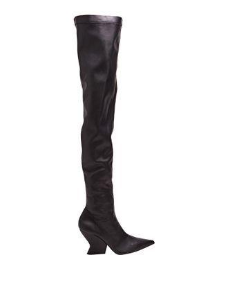 8 by YOOX STRETCH OVER-THE-KNEE WEDGE SOLE BOOTS