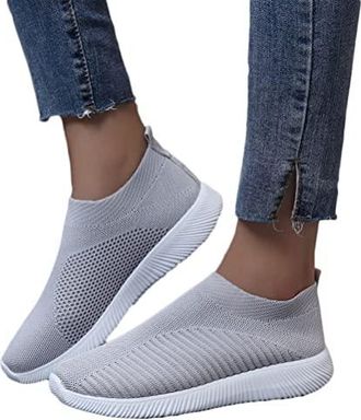 Onsoyours Femme Chaussures de Running pour Course Sports Fitness Respirant Mesh Gym Outdoor Trail Jogging Walking Tennis Baskets athlétique Sneakers A Gris 42 E