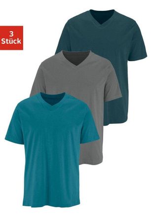 H.I.S T-Shirt mit V-Ausschnitt, V-neck, Unterziehshirt (3er-Pack) unifarben, V-neck, aus Baumwolle