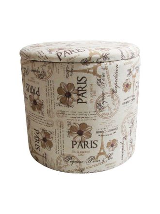 Christian Locker Sitzhocker/Wäschetruhe klein mit Stoff überzogen Motiv: Paris