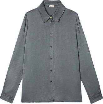 Oltre Femme, Blouses et Chemises, Gris, Taille: 50 FR Chemise en Satin de Viscose
