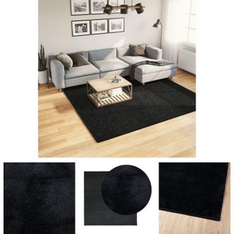 vidaXL The Living Store Teppich OVIEDO Kurzflor Schwarz 240x240 cm - Teppiche