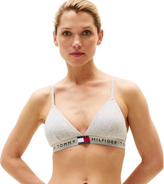 Tommy Hilfiger Damen Triangel BH mit Logobund, Grau (Light Grey Heather), XS