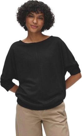 OPUS Langarmshirt schwarz,Casual,Viskose,Unifarben,U-Boot,3/4 Arm,Casual Fit