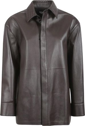 Bottega Veneta Chemise en agneau lisse semi-brillant - Femme - Vestes - Brun - Taille: 34 FR