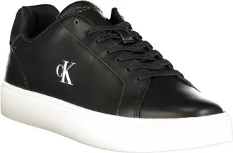 Calvin Klein Logo-Print Leather Sneaker - Black