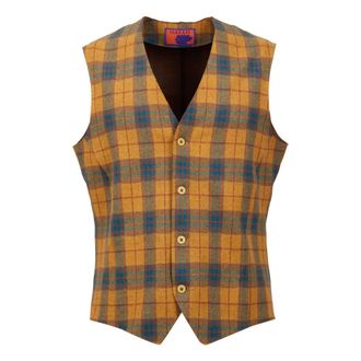 Gallo Gallo, Homme, Vestes, Multicolore, Taille: S Gilet jaune en coton pour homme avec motif tartan