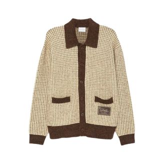 Dr&ocirc;le de Monsieur Cardigan en maille gaufr&eacute;e avec patch Dr&ocirc;le - Homme - Pulls - Brun - Taille: M