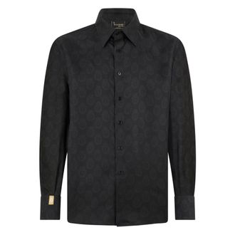 Billionaire Boys Club Silk Gold Cut Shirt All-Over Crest - - Shirts - Herren - Schwarzk - 3XL