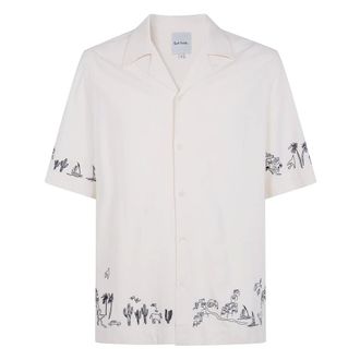 Paul Smith Homme, Chemises, Blanc, Taille: XL Chemise brod&eacute;e &agrave; manches courtes