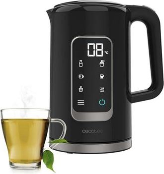 Cecotec Bouilloire &Eacute;lectrique Thermosense 500 Touch. 1,7 L, &Eacute;cran Tactile, 2200W, Int&eacute;rieur en Acier Inoxydable, 5 Niveaux de Temp&eacute;rature, Arr&ecirc;t Automatique, 