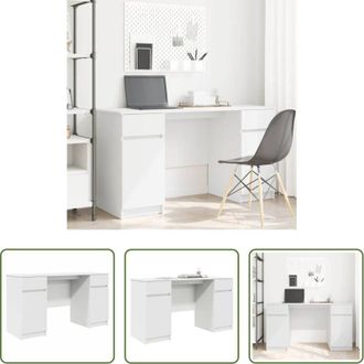 vidaXL vidaXL Schreibtisch Wei&szlig; - Schreibtisch mit Schubladen Wei&szlig; 140 x 49 x 76 cm Holzwerkstoff