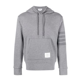 Thom Browne Logo-Patch graues Sweatshirt mit Streifen-Detail - - Sweatshirts & Hoodies - Herren - Grau - M